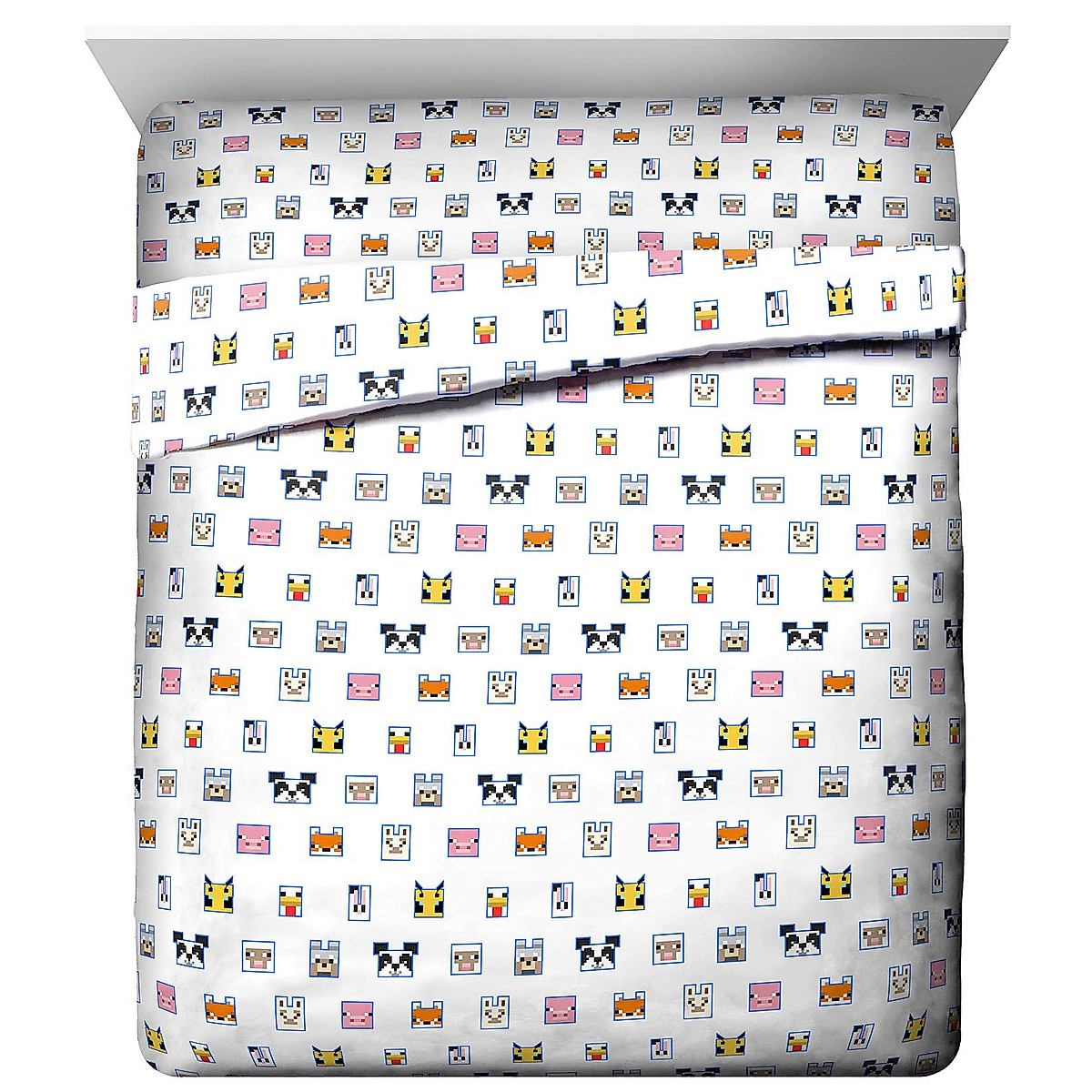 Jay Franco Minecraft Animal Patch Queen Sheet Set - 4 Piece Set Super Soft and Cozy Kid’s Bedding - Fade Resistant Microfiber Sheets (Official Minecraft Product)