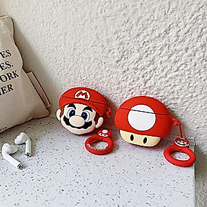 Compatible with Airpods 3 Case Cover 2021, Cute Cartoon Shockproof Cover for Airpods 3rd Wireless Charging Case Accessories Suitable for Women Men (Mario)