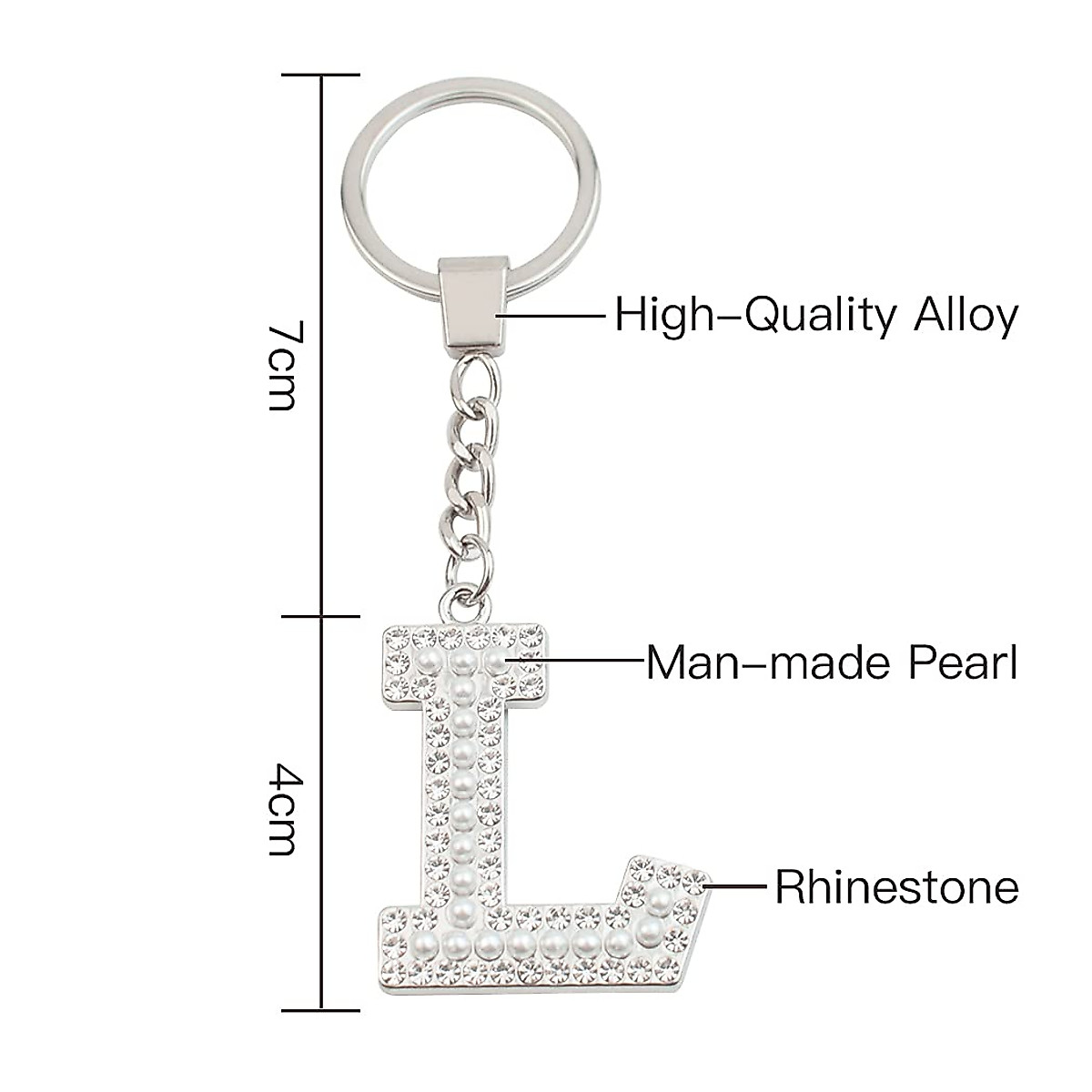 ESSPOC Initial Letter Keychain/Crystals Keyrings A-Z Letter Keychain For Car/Alphabet KeyRings For Women