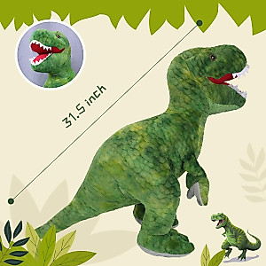 Seyomi Stuffed Dinosaur Plush 31.5 inches Giant RLifelike Stuffed T-Rex Toy for Boys,Green
