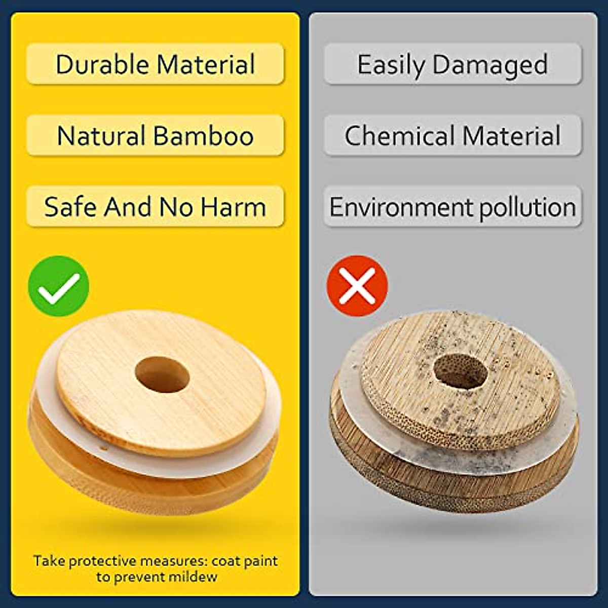 16 oz Beer Glasses Lids with Straw Hole Drinking Glass Cups Anticorrosion Beer Can Cups Lids Bamboo Lids with Brush for 16 oz Canned Beer Glasses Jar Glasses and Cans (12 Pack)