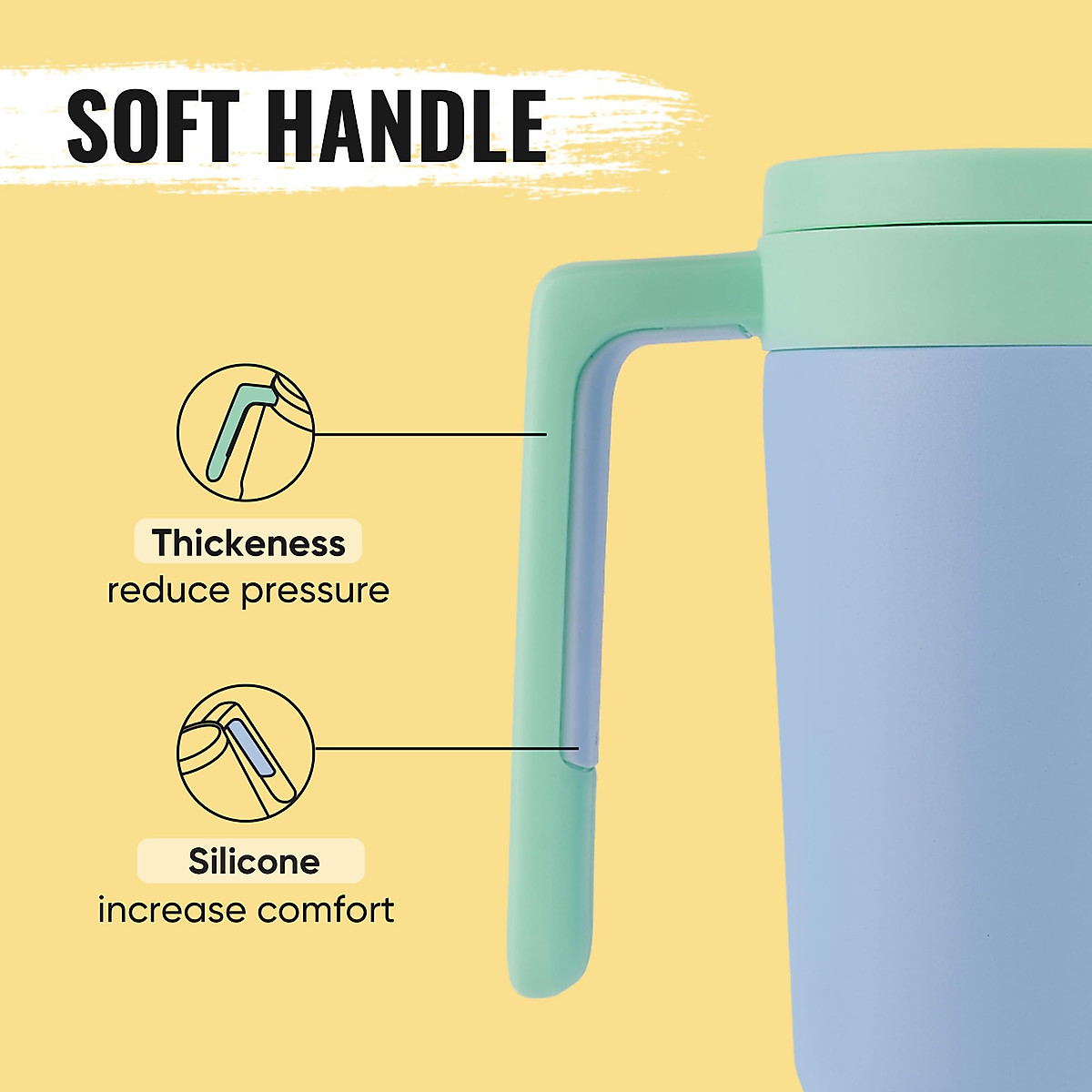 Fijinhom 40 oz Tumbler with Handle and Straw, Triple Layer Insulated Stainless Steel Water Bottle with Infuser, Travel Tumbler Fit Most Cupholder, Gifts for Women & Men, Light Blue