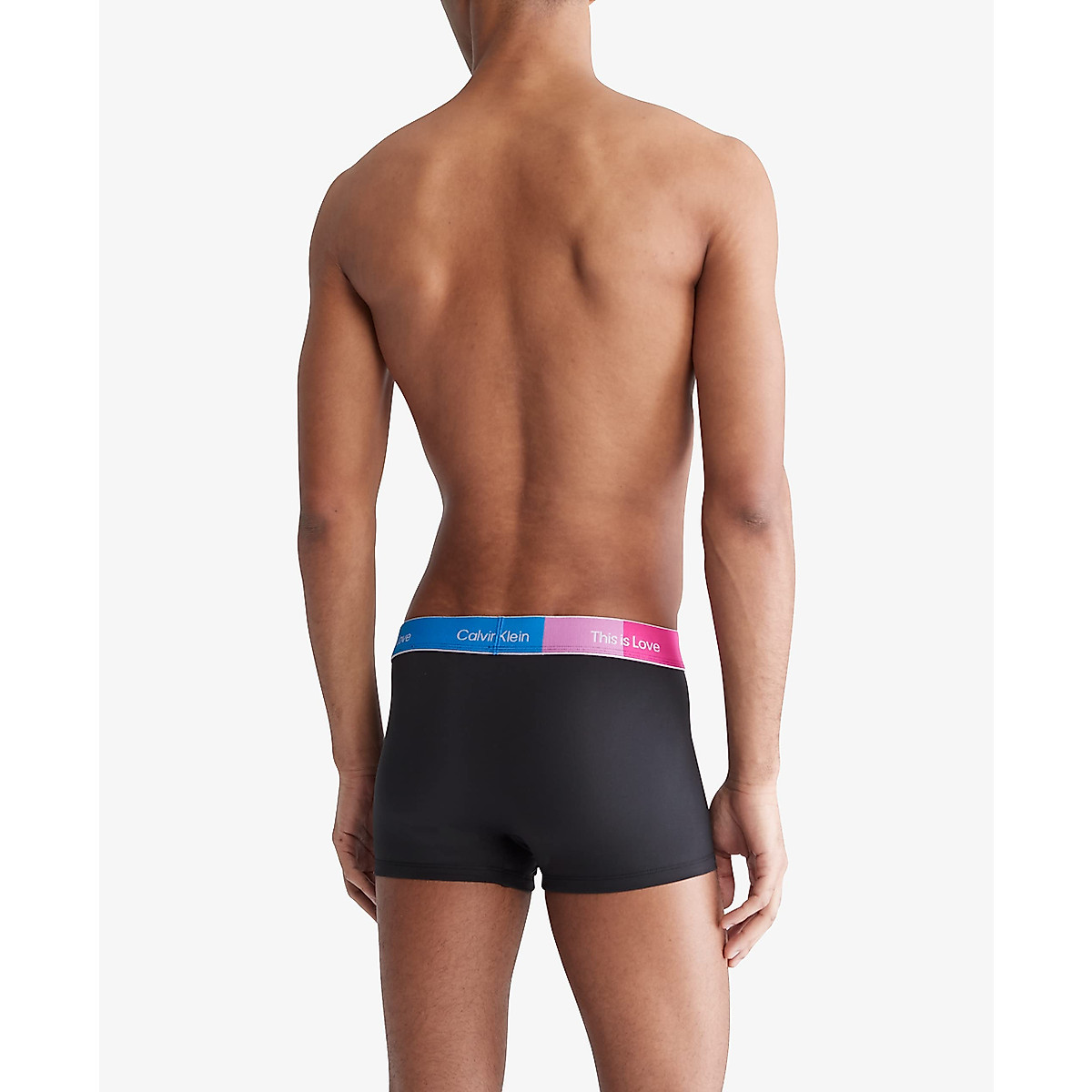 Calvin Klein Men's This is Love Pride Colorblock Micro Underwear, Black W/Shocking Blue, M