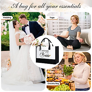 2 Pieces Mother of Bride and Groom Gift Set, Canvas Tote Bag for Mother of the Groom Mother of the Bride, Wedding, Engagement, Bridal Shower for Parents Future Mother in Law Gifts, Shoulder Bag Bulk