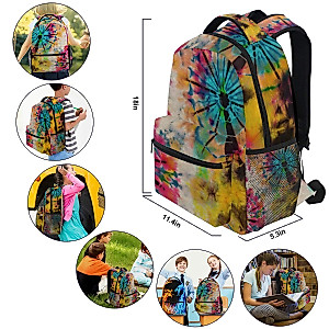ZZKKO Tribal Ethnic Tie Dye Boys Girls School Computer Backpacks Book Bag Travel Hiking Camping Daypack
