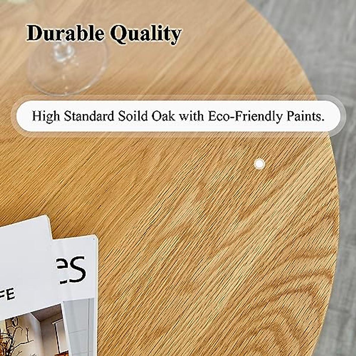 Cttasty Round End Table, Wood Side Table, Mid Century Modern Coffee Table with V-Shaped Legs, Living Room End Table, Modern Accent Table, Sofa Table 23.62" L x 23.62" W x 23.62" H, Natural