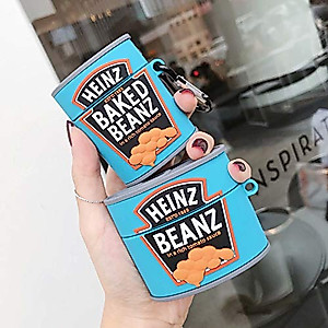 Generic for Airpods Silicone Case Funny Cover Compatible Apple Airpods 1&2[Best Gift for Girl Boy] for Kids Girls Teens Boys Character Skin Keychain Airpod - Tomato Sauce Baked Beans