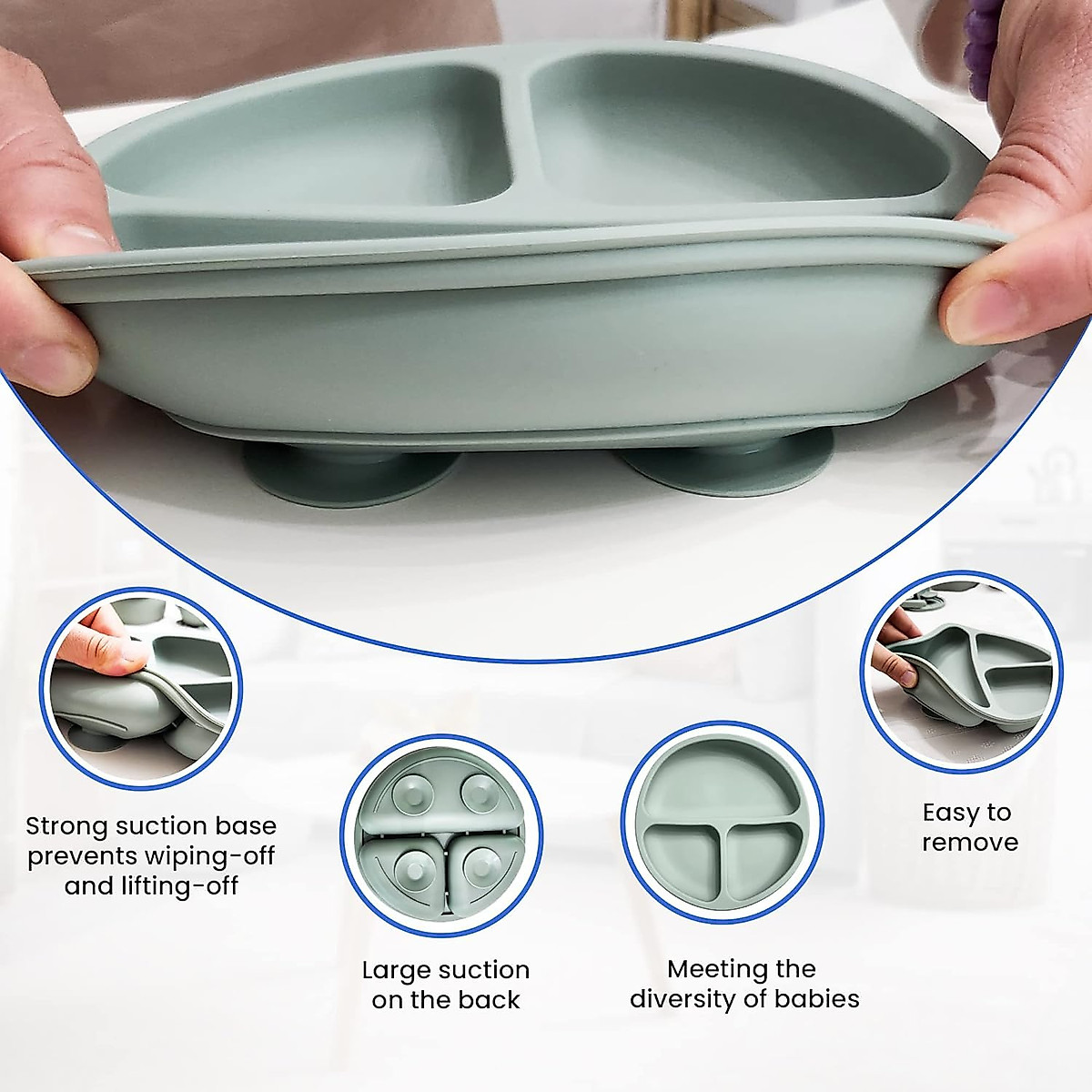 Silicone Feeding Set, Toddler Plates Bowls Set with suction, Self Feeding Spoons, Plates for Baby Utensils, Toddler Feeding Supplies