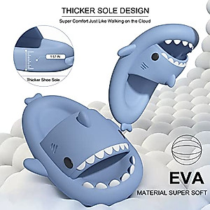 EECH Boys Girls Cloud Shark Slides Kids, 2023 Big Kid Shark Slippers, Upgraded Thick Sole Shark Sandals Shark Shoes Non-Slip for Kids Outdoor Indoor Summer(Blue, 10-11 Little Kid)