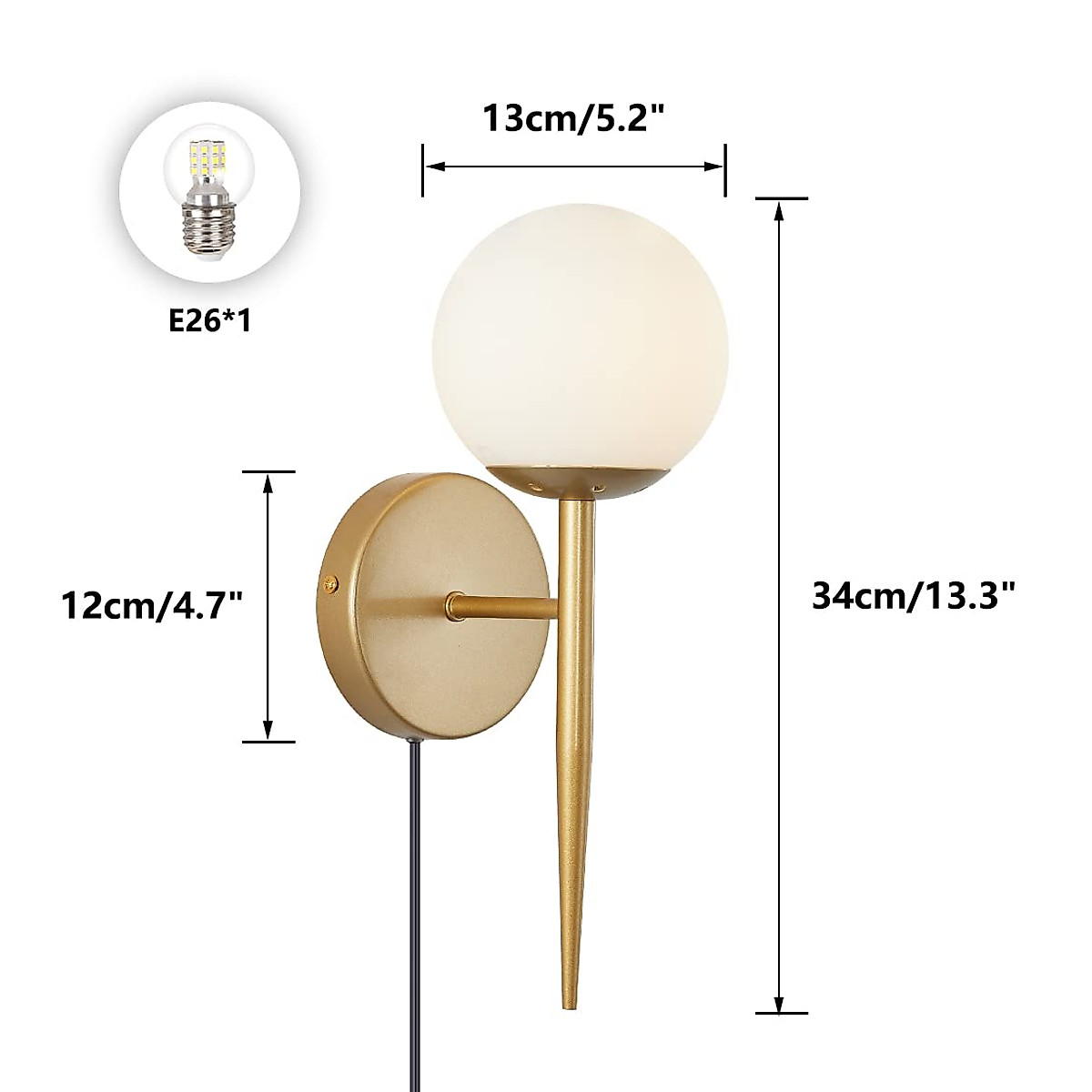 BOKT Modern Small 20-Lights LED Sputnik Chandelier Brushed Brass Gold Sputnik Chandelier Mid Century Modern Globe Wall Sconce Set of Two Plug in Cord Brushed Gold Bathroom Wall Sconce Light