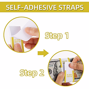 Money Bands 550 Pack for Cash Self Adhesive Wrappers for Bills Currency Straps for Dollar Wraps Organizer($1000 / Yellow)