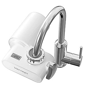 Vortopt Faucet Water Filter with Reminder - 500 GPD Water Filter for Sink, Faucet Mount Water Filtration for Bathroom, Tub, Reduce Lead & Chlorine & Bad Taste, 0.01μm Filtration Sink Filter, T3-ACF