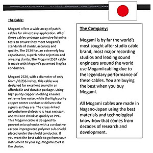 WORLDS BEST CABLES 15 Foot - Guitar Bass Instrument Cable Custom Made Using Mogami 2524 Wire and Neutrik NP2X-B ¼ Inch (6.35mm) Straight Gold TS Connectors
