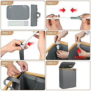 BESHOOME Grey Laundry Hamper with Lid, 140L Extra Large Laundry Basket, 2 Section Laundry Hamper, Laundry Hamper with Handle and Removable Bags, Double Laundry Hamper, Foldable Dirty Clothes Hamper