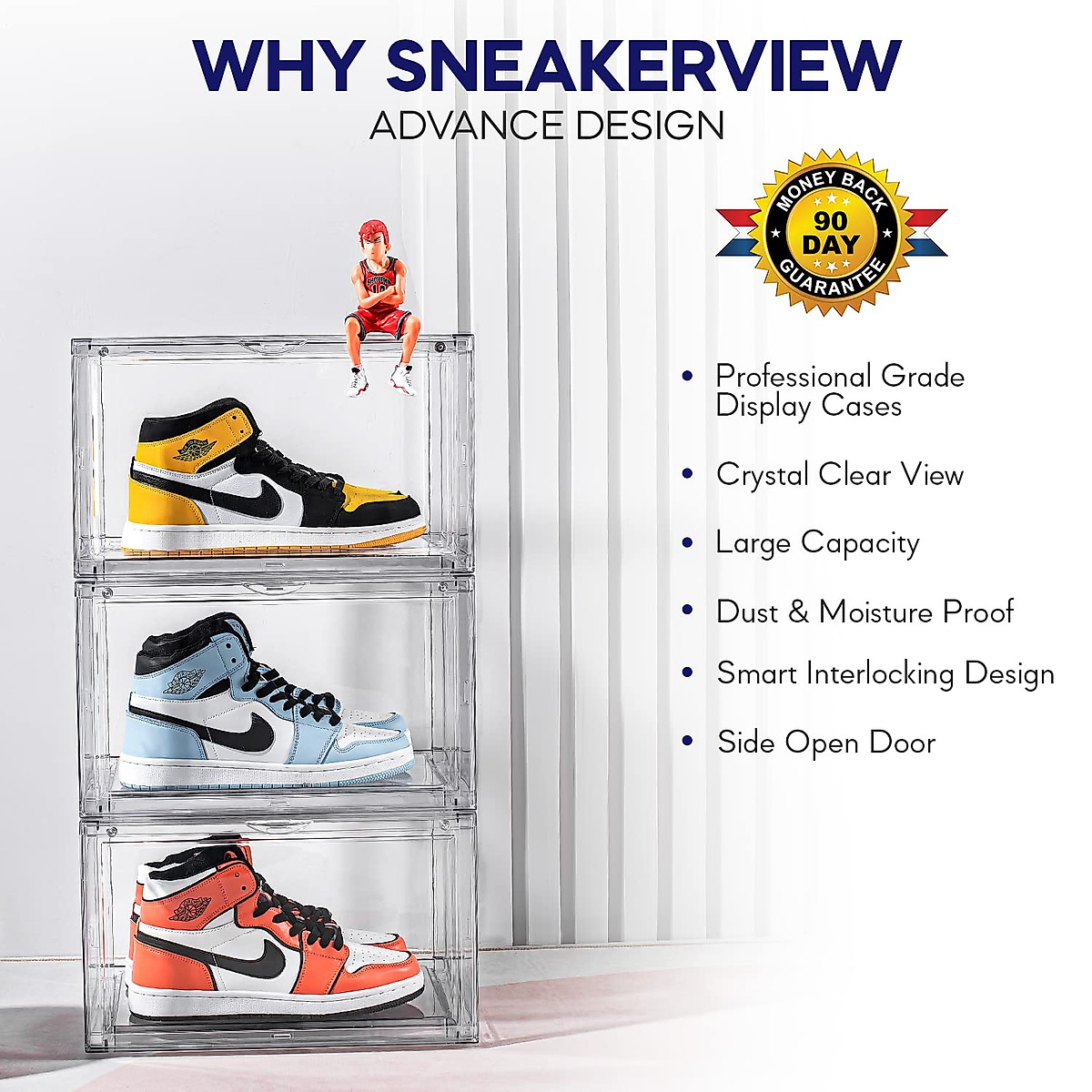 SneakerView Clear Shoe Box – 360° Clear Plastic Stackable Sneaker Storage Organizer For Sneakerhead. Professional Acrylic Shoe Display Case Men Size 15 X LARGE TYPE A