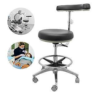Adjustable Dental Assistant Chair Stool 17”-21‘’ Height with Adjustable Footring and Heavy Base for Dental Labs Exam Rooms
