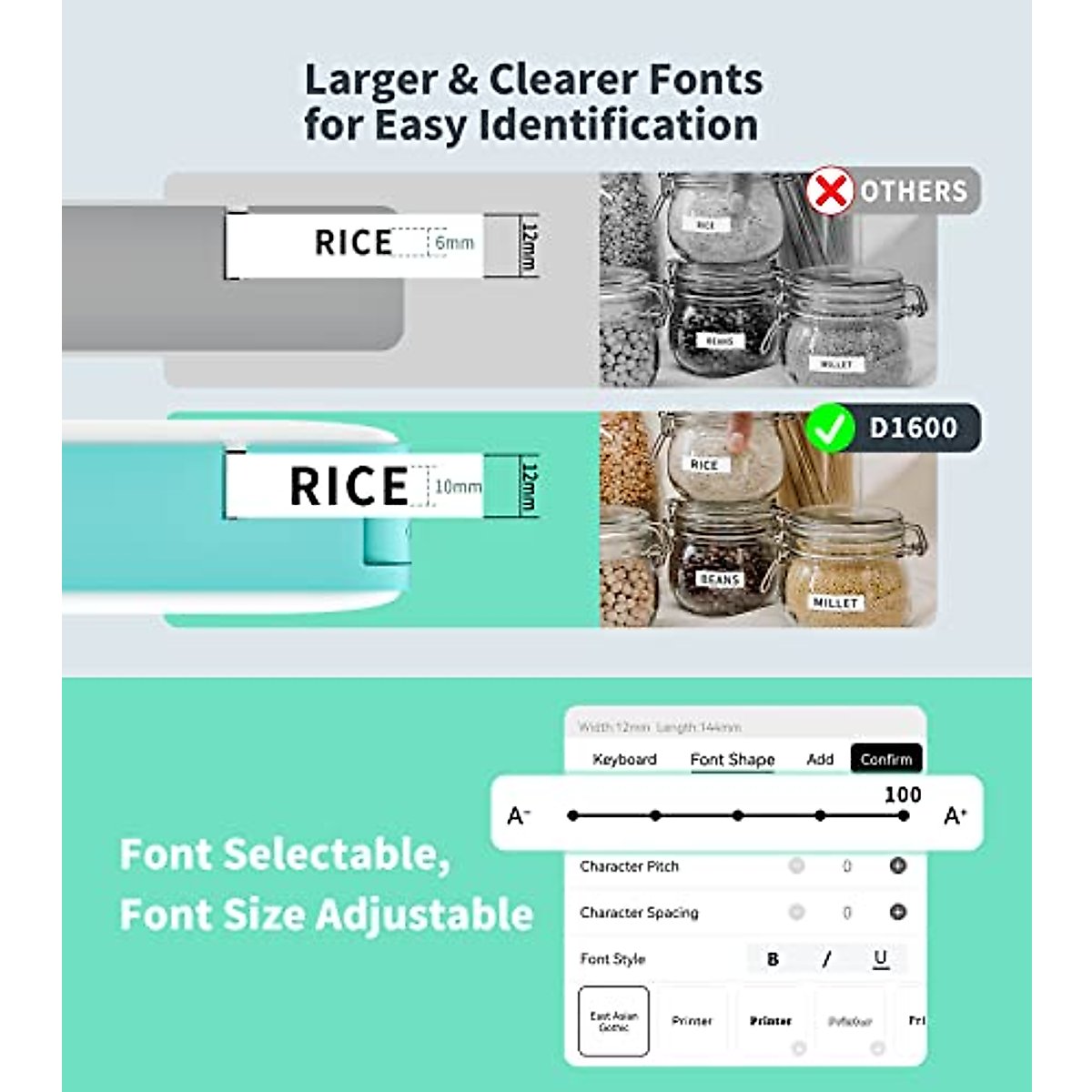 Vixic Label Maker Machine with Tape D1600 Label Maker Bluetooth Label Printer Sticker Maker for Phone Labeler Machine with Multiple Templates for Home, Office, School, Storage, Kitchen, Gift Labeling