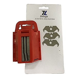 Zeluga ZL138 100 Pc. SK2 Steel Utility Hook Blade with Wall Mountable Dispenser