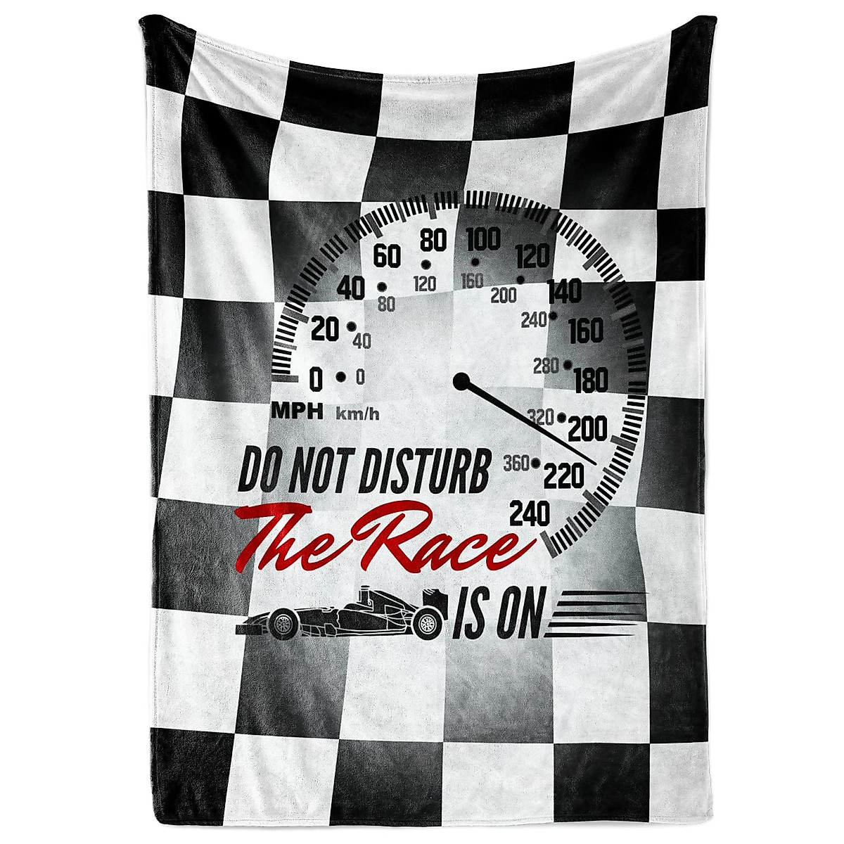 InnoBeta Car Racing Gifts, Cool Speed Racing Car Throw Blanket for Kids Boys 50"x65", Perfect for Sofa Bed Couch, Checkered Flag Racing Speed Blanket