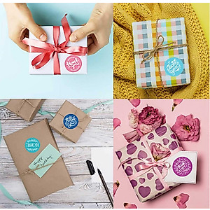 1000pcs Thank You Stickers with 2 Colors&8 Designs 1.0” Thank You for Supporting My Small Business Sticker Gold Foil Pink Blue Thank You Stickers Labels for Business