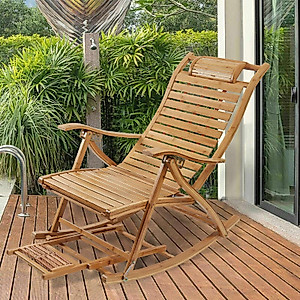 JHUS Balcony Folding Rocking Chair Minimalist Modern Bamboo Living Room Furniture Padro Chair Rocking Chair Rocker Chair Rocker Camp Chair Rocker Recliner Rocking Camp Chair Rocking Chairs