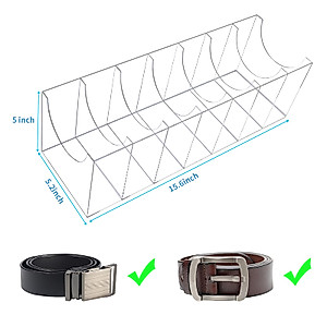 Belt Organizer for Closet, Acrylic Belt Organizer 7 Compartments Display Case for Tie and Bow Tie, Clear Belt Holder for Women Men Home