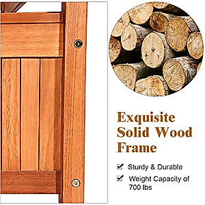 BETTARY Wooden Outdoor Storage Bench, 53 Gal Patio Storage Loveseat with Inner Waterproof Liner Bag & Armrests, Weatherproof Outdoor Bench with Storage for Patio, Garden, Deck, Porch & Balcony