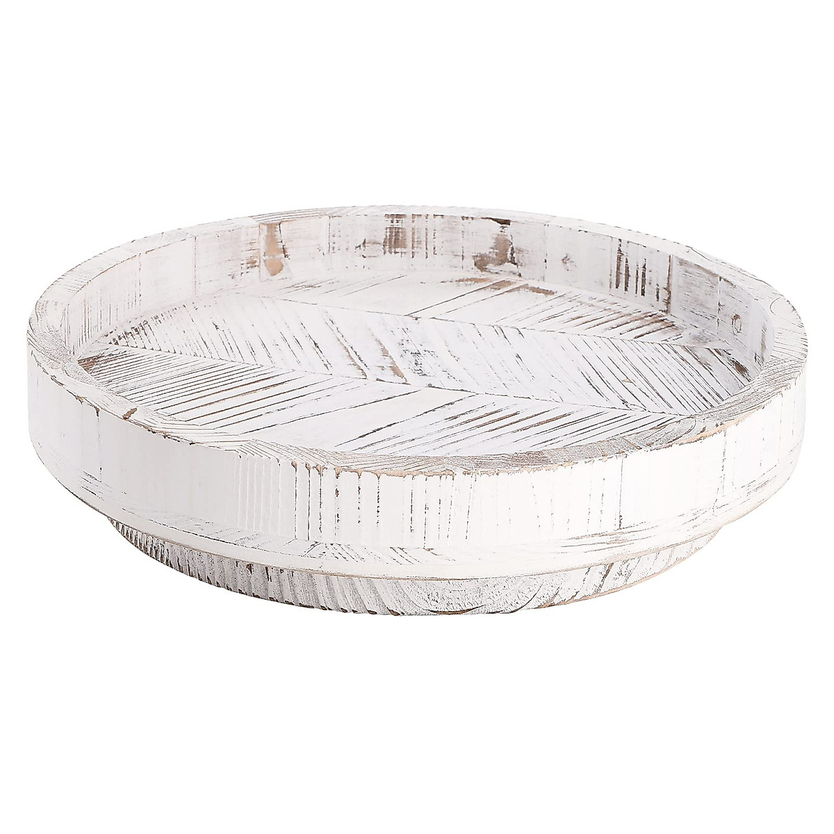 TOPZEA 12 Inch Lazy Susan Turntable Wood, Rotating Rustic Farmhouse Turntable Tray, Round Spanning Display Serving Tray Spice Rack Cabinet Organizer Dining Table Centerpiece for Snacks, Spices, Wine