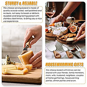 Charcuterie Boards Heart Shaped Cheese Board and Knife Set, Mothers Day Acacia Wood Cheese Platter Small Cheese Servers Home Wedding Gifts