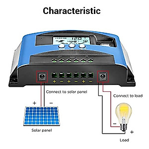 Solar Controller MPPT Charging 12V 24V Intelligent Identification LCD Display Solar Panel Regulator (30A (10A Discharge))