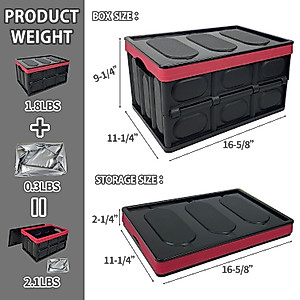 Sutekus Lidded Storage Bins Stackable 30L Storage Crates Collapsible Storage Box For Office Books Grocery Wardrobe (Black)