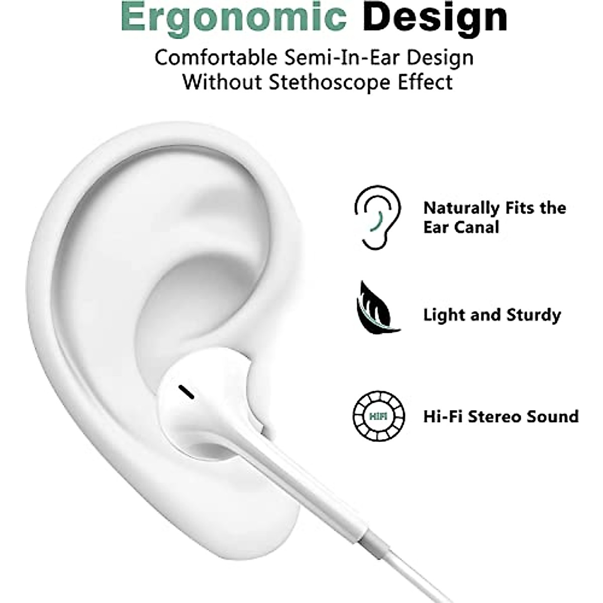 [2 Pack]iPhone Headphones [Apple MFi Certified] Apple Earbuds Wired with 3.5mm Earphones (Built-in Microphone & Volume Control) Compatible with iPhone/iPad/iPod/PC, MP3/4 and Other 3.5mm Jack Devices