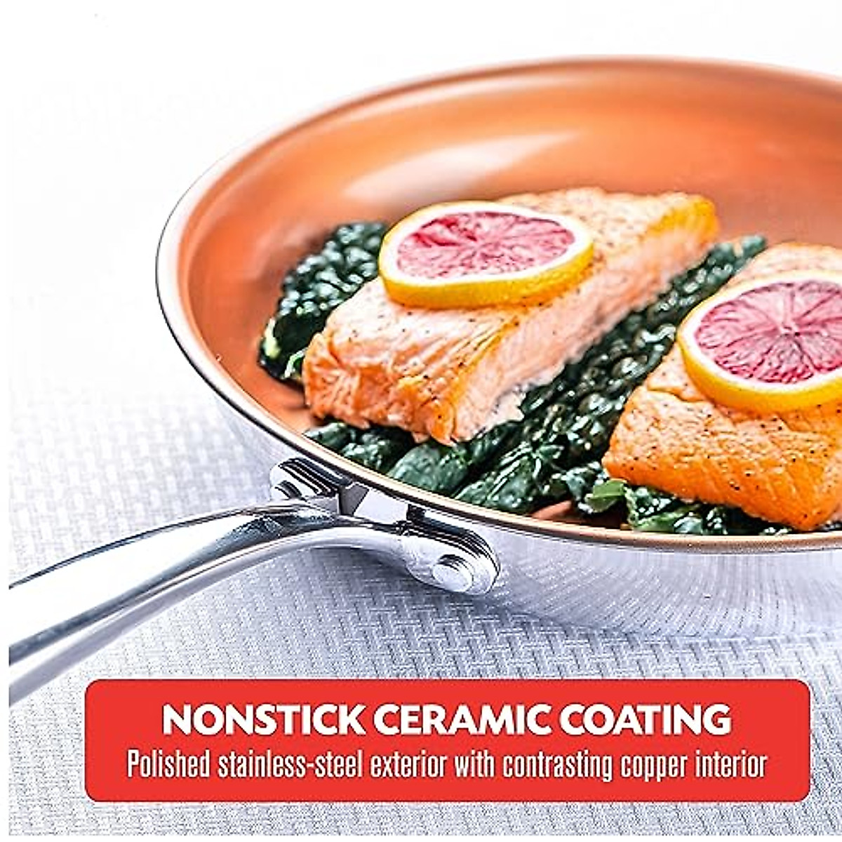 Gotham Steel Stainless Steel 2 Pack Nonstick Frying Pan Set, Induction Base Stainless Steel Skillet Set + Stainless Steel Pan Set, Metal Frying Pan – Nonstick Egg Pan, Oven/Dishwasher Safe Non Toxic