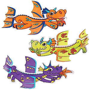 Baker Ross AX108 Dragon Color in Gliders - Pack of 10, for Kids Arts and Crafts Projects
