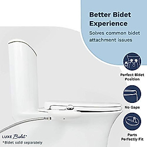 LUXE Bidet Luxe TS1008E Elongated Comfort Fit Toilet Seat with Slow Close, Quick Release Hinges, and Non-Slip Bumpers (White)
