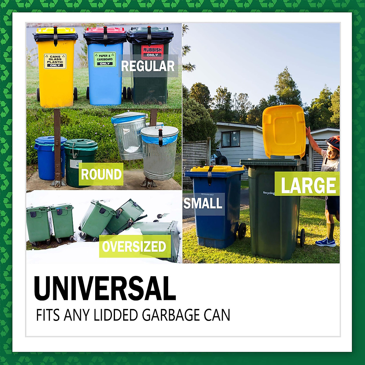 Hixniky Semi-Automatic Trash Can Locks for Animals,Bear Proof Trash Can Lid Lock,Garbage Cans Lock,Universal Garbage Can Lid Lock for Squirrel,Garbage Can Locks for Various Bins(1Pcs)