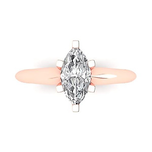 Clara Pucci 1.0 ct Marquise Cut Solitaire Moissanite Engagement Wedding Bridal Promise Anniversary Ring 18K Rose Gold Size 5.5