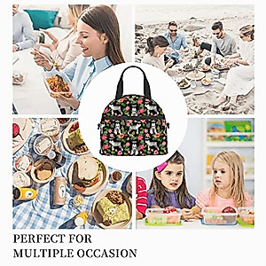 NHGFVT Lunch Bag For Women/Men Cooler Tote Bag Freezable Schnauzer Lunch Box With Adjustable Shoulder Strap One Size