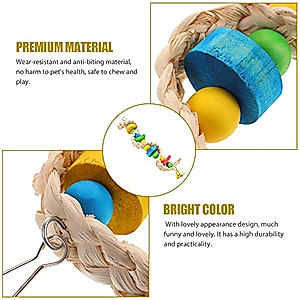 LUOZZY 4 Pcs Hanging Bird Toy Parrot Biting Toy Safety Wood Parrot Toy Wooden Teething Toy Bird Cage Hanging Toy