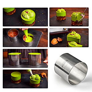 Sunrise Kitchen Supply (Pack of 4) Plating Forms Stainless Steel Ring Mold Sets 3" X 2.75" (3" x 2.75")