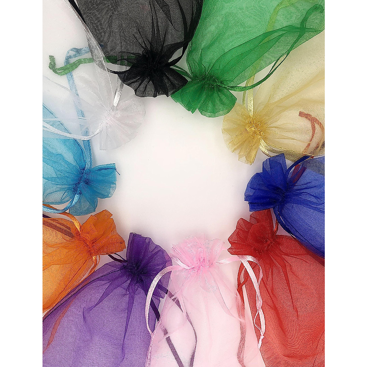 Jexila 120PCS Sheer Organza Bags 5X7 inches Mesh Drawstring Gift Bags Small for Jewelry Wedding Party Baby Shower Favor Bags (Rainbow 5X7)