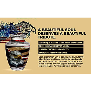 BOLD & DIVINE American Flag Patriotic and Veteran Cremation Urns for Human Ashes Adult Male | Funeral Decorative Urn for Men Carefully Handcrafted with Necklace, Police Dog K9 Army Firefighter