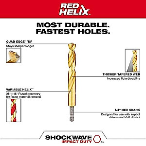 MILWAUKEE ELECTRIC TOOL 48-89-4644 Drill Bit Red Helix 4 Piece Set