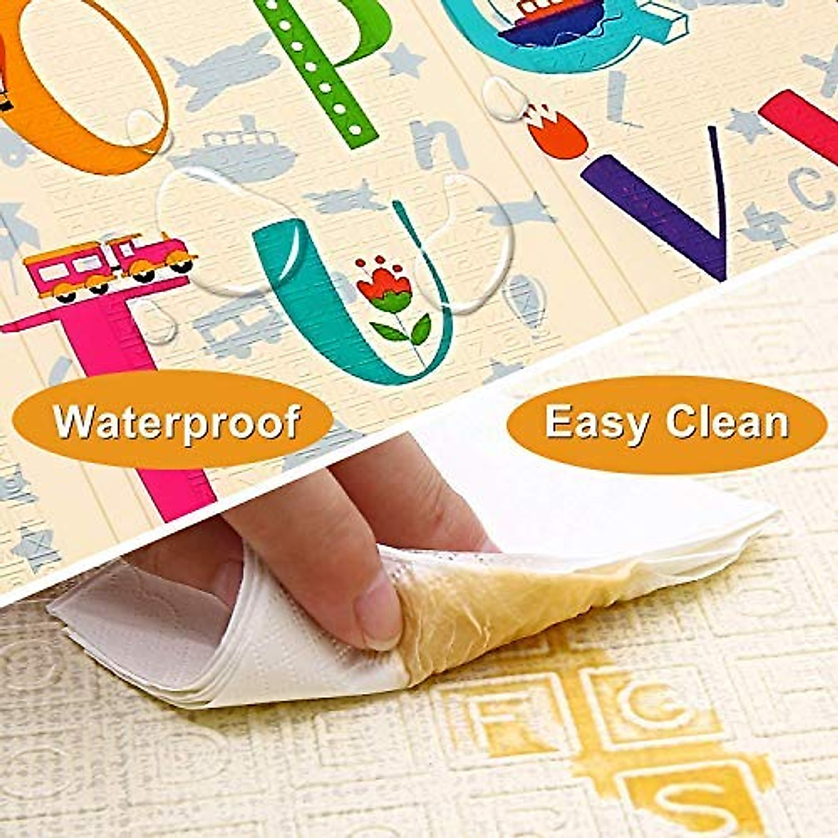 Foam Crawling Mat Baby Folding Play Mat Kids Reversible Extra Large Non Toxic Waterproof Infants Rug Toddler for Picnic Outdoor Playroom