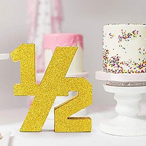 Half Number Sign 1/2 Baby Birthday Party Supplies Glitter Photo Props for 6 Months Birthday Party Decorations Paper Mache Freestanding Decorative Number Set