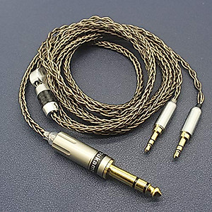 Youkamoo 6.35mm Cable Compatible for Hifiman HE4XX, HE-400i Headphones 8 Core Braided Silver Plated Replacement Audio Upgrade Cable (6.35mm to Dual 3.5mm Male Version)