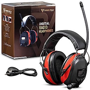 RebelTech Gear Digital Radio Headphones - Noise Reduction Headphone with AM/FM - Comfortable Ear Protection Headphones - Perfect Radio Headphones for Mowing The Lawn or Listening to Sports
