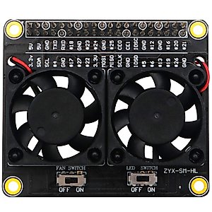 Raspberry Pi Fan 4B Dual Cooling Fans and Automatic Discoloration LED, Raspberry Pi GPIO Expansion Board for Raspberry Pi 4B / 3B+ / 3B / 3A+