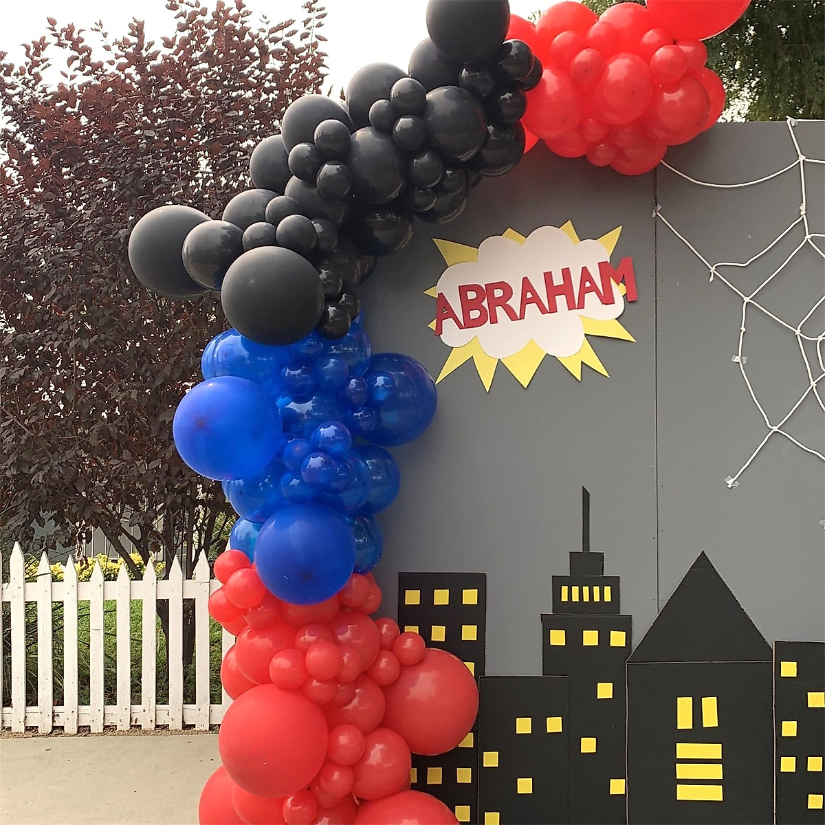 Red Blue Black Balloon Arch Garland Kit, 101 Pcs Matte Red Black and Royal Blue Latex Balloon Garland Kit for Super Spider Hero Party Boys Kids Birthday Baby Shower Graduation Party Decorations