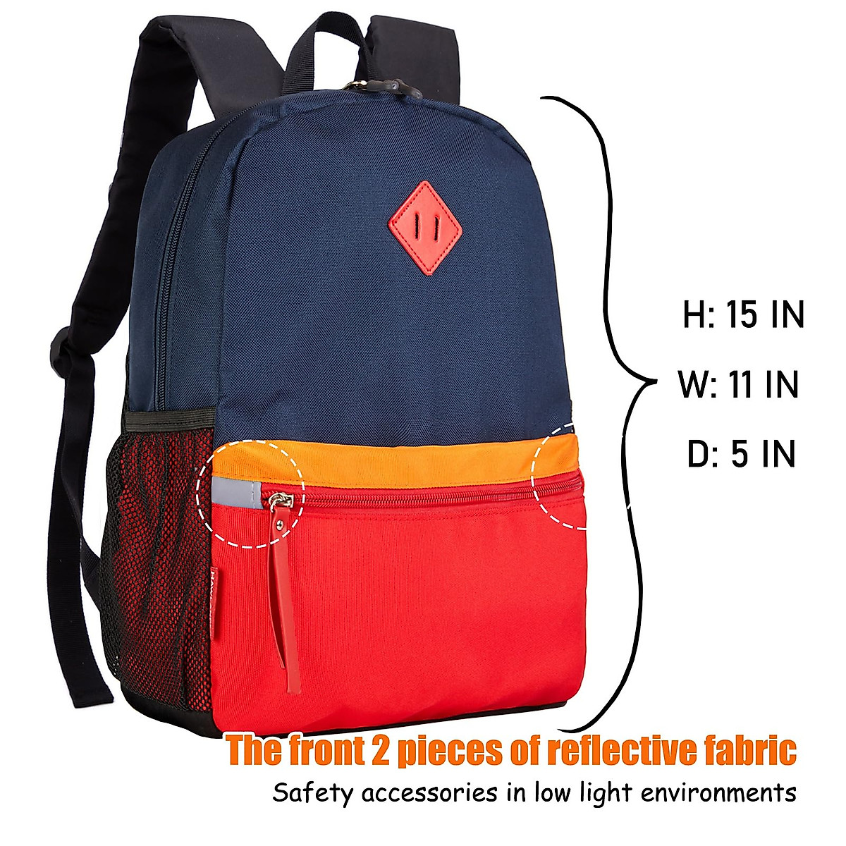 HawLander Little Kids Backpack for Boys Toddler School Bag Fits 3 to 6 years old, 15 inch, Navy Red